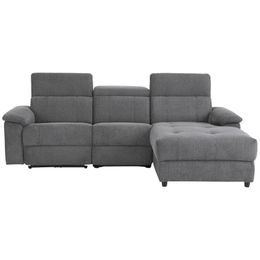 Ecksofa Home Affaire "Binado, L-Form", grau (anthracit), B:252cm T:164cm, Webstoff (95% Polyester/5% Nylon), Sofas, Ecksofa, mit manueller oder elektrischer Relaxfunktion mit USB-Anschluss