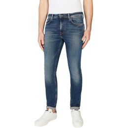 Slim-fit-Jeans Pepe Jeans, Damen, Gr. 36, L&auml;nge 34, blau (medium schwarz used), Denim/Jeans, Obermaterial: 98% Baumwolle, 2% Elasthan, slim fit lang, Jeans Slim-fit-Jeans