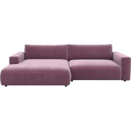 Ecksofa Musterring "LUCIA L-Form", rosa (rosewood samt), B:296cm H:81cm T:190cm, Flachgewebe VALMONT (60% Baumwolle/40% Leinen);Leder PURO, pigmentiertes Leder;Microfaser CRONA (100% Polyester);Flachgewebe FLORIS (100% Polyester);Leder BAX, pigmentiertes Leder, Sofas, Ecksofa