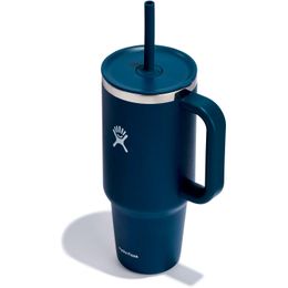 Thermobecher Hydro Flask "All Around Travel Tumbler in den Gr&ouml;&szlig;en 24 oz/ 32 oz / 40 oz", lila (indigo), H:32,13cm, Edelstahl, Trinkgef&auml;&szlig;e, Thermobecher, Thermo Cup mit Strohhalm