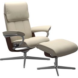 Relaxsessel stressless "Admiral", beige (cream batick), B:84cm H:100cm T:73cm, Leder BATICK: BATICK ist ein leicht korrigiertes, durchgef&auml;rbtes und genarbtes M&ouml;belleder, bei dem die meisten Unebenheiten und Spuren in der Regel entfernt wurden., Sessel, Relaxsessel, mit Cross Base, Gr&ouml;&szlig;e M & L, Holzakzent Braun