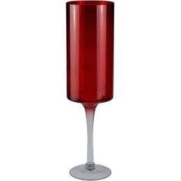 Windlicht AM Design "Stumpenkerzenhalter", rot, H:45cm &Oslash;:12cm, Glas, Kerzenhalter, Windlicht, Kerzenhalter aus Glas, &Oslash; ca. 12 cm