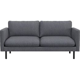 3-Sitzer FLEXLUX "Bolzano", blau (navy blau), B:174cm H:61cm T:90cm, 62% Polyester, 17% Cotton, 14% Viscose, 7% Linen, Sofas, Sitzaufbau mit Kaltschaum & Stahl-Wellen, loose Sitz -& R&uuml;ckenkissen