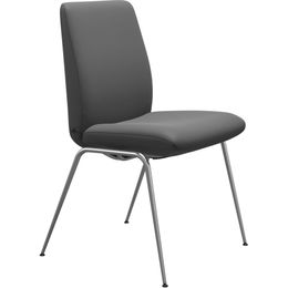 Polsterstuhl stressless "Laurel", grau (grau batick, chrom gl&auml;nzend), B:57cm H:92cm T:59cm, Leder BATICK: BATICK ist ein leicht korrigiertes, durchgef&auml;rbtes und genarbtes M&ouml;belleder, bei dem die meisten Unebenheiten und Spuren in der Regel entfernt wurden., St&uuml;hle, Polsterstuhl, Low Back, Gr&ouml;&szlig;e L, mit Beinen aus Stahl in Chrom gl&auml;nzend