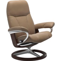 Relaxsessel stressless "Consul", braun (almond paloma), B:91cm H:102cm T:79cm, Leder BATICK: BATICK ist ein leicht korrigiertes, durchgef&auml;rbtes und genarbtes M&ouml;belleder, bei dem die meisten Unebenheiten und Spuren in der Regel entfernt wurden.;Leder PALOMA: PALOMA ist ein durchgef&auml;rbtes Semianilin-M&ouml;belleder mit nat&uuml;rlicher Narbung.;ROHLEDER Stoff Q2 FARON: Ein fester zuverl&auml;ssiger Boucl&eacute; mit eine