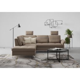 Ecksofa Home Affaire "Palm Beach L-Form", grau (taupe), B:259cm H:89cm T:224cm, 98%Polyester, 2%Polyamid, Sofas, Ecksofa, Federkern, mit Sitztiefenverstellung, wahlweise mit Bettfunktion