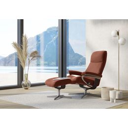 Relaxsessel stressless "View", rot (henna paloma), B:82cm H:109cm T:81cm, Leder PALOMA: PALOMA ist ein durchgef&auml;rbtes Semianilin-M&ouml;belleder mit nat&uuml;rlicher Narbung., Sessel, Relaxsessel, mit Cross Base, Gr&ouml;&szlig;e S, M & L, Holzakzent Braun