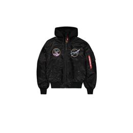 Bomberjacke Alpha Industries "MA-1 VF Hood Dark Side", Herren, Gr. 3XL, schwarz, Obermaterial: 100% Nylon; Futter: 100% Nylon; F&uuml;llung: 100% Polyester, Jacken Bomberjacke