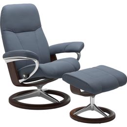 Relaxsessel stressless "Consul", blau (sparrow blau paloma), B:78cm H:97cm T:70cm, Leder BATICK: BATICK ist ein leicht korrigiertes, durchgef&auml;rbtes und genarbtes M&ouml;belleder, bei dem die meisten Unebenheiten und Spuren in der Regel entfernt wurden.;Leder PALOMA: PALOMA ist ein durchgef&auml;rbtes Semianilin-M&ouml;belleder mit nat&uuml;rlicher Narbung.;ROHLEDER Stoff Q2 FARON: Ein fester zuverl&auml;ssiger Boucl&eacute; mit 
