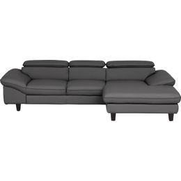 Ecksofa Home Affaire "Pilot L-Form", grau (fango), B:268cm H:73cm T:108cm, 100% Polyester, Feinstruktur 75000 Scheuertouren, Struktur 35000 Scheuertouren, Microfaser 40000, Sofas, Ecksofa, mit Kopfteilverstellung, wahlweise mit Bettfunktion & Bettkasten, Topseller