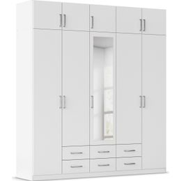 Kleiderschrank Rauch "Schrank Garderobe W&auml;scheschrank GAMMA in 4 Breiten 91-226 cm", alpinwei&szlig;, griffe chrom, B:226cm H:248cm T:54cm, Holzwerkstoff, Schr&auml;nke, Kleiderschrank, mit Schubladen und Schrankaufsatz sowie Spiegel MADE IN GERMANY