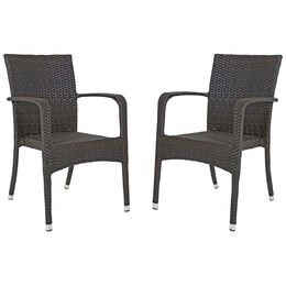 Stapelstuhl Garden Pleasure "LONDON", braun (coffee, coffee, coffee), B:55cm H:87cm T:57cm, Kunststoff, St&uuml;hle, Stapelstuhl, 2er Set, auch f&uuml;r die Gastronomie geeignet