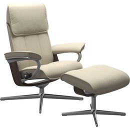 Fu&szlig;hocker stressless "Admiral", beige (cream batick), B:55cm H:41cm T:39cm, Leder BATICK: BATICK ist ein leicht korrigiertes, durchgef&auml;rbtes und genarbtes M&ouml;belleder, bei dem die meisten Unebenheiten und Spuren in der Regel entfernt wurden., Hocker, Fu&szlig;hocker, mit Cross Base, Gr&ouml;&szlig;e M & L, Holzakzent Wenge