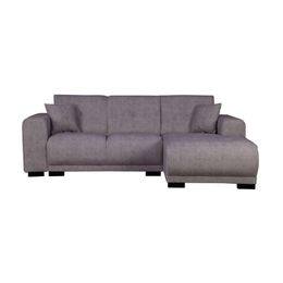 Ecksofa Home Affaire "Langeland L-Form", grau, B:234cm H:85cm T:163cm, 100% Polyester, Sofas, Ecksofa, incl. 2 Zierkissen, Recamiere wahlweise links oder rechts