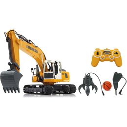 RC-Bagger Jamara "Liebherr R936", gelb, Fernlenkfahrzeuge, KinderB:16cm H:23cm T:50cm, Kunststoff, Metall, mit Licht und Sound, B:16cm H:23cm T:50cm