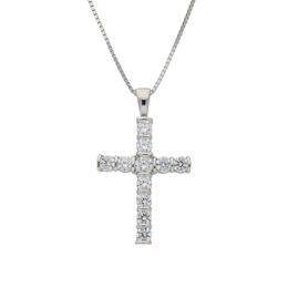 Kette mit Anh&auml;nger Vivance "Kreuz", silber 925, Halsketten, Damen, Silber 925 (Sterlingsilber), Zirkonia