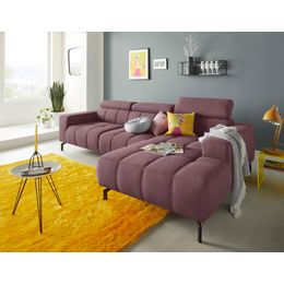 Ecksofa DOMO collection "Cunelli tolle Sitzn&auml;hte als Designelement, fester Sitzkomfort, L-Form", lila (beere), B:292cm H:79cm T:175cm, Sofas, Ecksofa, wahlweise mit 6-fach verstellbarer Kopfteilverstellung, bodenfrei