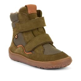 Barfu&szlig;schuh froddo "BAREFOOT TEX WINTER", M&auml;dchen, Gr. 29, gr&uuml;n (khakifarben), Textil, Veloursleder, Basic, Schuhe Barfu&szlig;schuh, Klettschuh, Winterstiefel mit TEX-Membrane