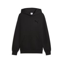 Hoodie Puma "Essentials Elevated Cat Logo Relaxed Hoodie Herren", Herren, Gr. XL, schwarz, Obermaterial: 23% Polyester, 77% Baumwolle. Kapuzenfutter: 100% Baumwolle. Rippe: 96% Baumwolle, 4% Elasthan, relaxed fit, Sweatshirts Hoodie