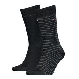 Socken Tommy Hilfiger "TH MEN SMALL STRIPE SOCK 2P", Damen, Gr. 39-42, schwarz, Baumwollmischung, Elasthan, Polyamid, normal, Socken Socken, Tommy Hilfiger-Branding