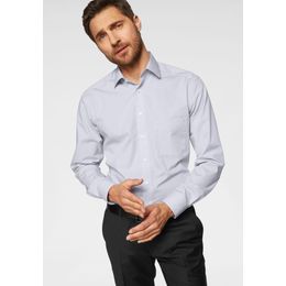 Businesshemd OLYMP "Luxor comfort fit", Herren, Gr. 39, Normaler Arm, grau (hellgrau), Web, Obermaterial: 100% Baumwolle, unifarben, bequem, 1-Knopf-Manschette verstellbar, Hemden, unifarben, b&uuml;gelfrei, mit Brusttasche