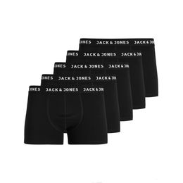 Jack & Jones Boxer JACK & JONES "JACHUEY im F&uuml;nferpack mit toniger Naht und elastischem Bund", Herren, Gr. L, 5 Stk., schwarz, Jersey, Obermaterial: 95% Baumwolle, 5% Elasthan, unifarben, k&ouml;rpernah, Unterhosen, unifarben, modisch, eng anliegend, Baumwollmischung, Topseller