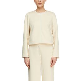 Kurzjacke comma, Damen, Gr. 42, bone beige, Web, Obermaterial: 92% Polyester, 8% Elasthan, unifarben, taillenlang, Rundhals, Jacken Kurzjacke, aus weicher Scuba-Qualit&auml;t - elastisch