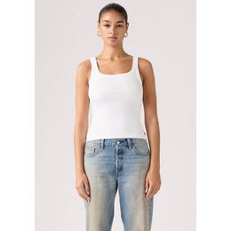 Levi's Ripptanktop LEVI'S "ESSENTIAL RIBBED TANK", Damen, Gr. XS (34), hellwei&szlig; rib, Jersey, Obermaterial: 95% Baumwolle, 5% Elasthan, unifarben, regular fit normal, eckiger Ausschnitt, Tops, mit eckigem Ausschnitt