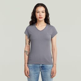 G-Star Raw V-Shirt G-STAR "Eyben", Damen, Gr. S, grau (quicksilber), Jersey, Obermaterial: 100% Baumwolle, unifarben, slim fit normal, V-Ausschnitt, Shirts, mit Label