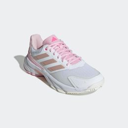Tennisschuh adidas Performance "COURTJAM CONTROL 3", Damen, Gr. 41, bunt (cloud wei&szlig;, silber metallic, lucid pink), Synthetik, Textil, Schuhe, f&uuml;r Hartcourt, All-Court