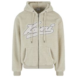 Kapuzenpullover Karl Kani "Karl Kani Herren KM223-001-2 Varsity OS Teddy Zip Hoodie cream", Herren, Gr. L, cream, 65% Polyester, 35% Polyacryl, mehrfarbig, relaxed fit, ohne Ausschnitt, Pullover Kapuzenpullover