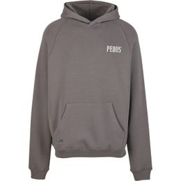 Kapuzenpullover PEQUS "PEQUS PEQUS Back Logo Hoodie", Herren, Gr. L, grau, 100% Baumwolle, mehrfarbig, normal, ohne Ausschnitt, Pullover Kapuzenpullover