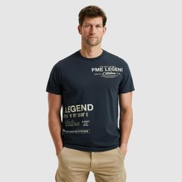 PME-Legend T-Shirt PME LEGEND, Herren, Gr. L, blau (salute), Jersey, Obermaterial: 100% Baumwolle, bedruckt, regular fit taillenbedeckt, Rundhals, gerader Abschluss, Shirts T-Shirt, mit All-Over Print