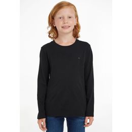 Langarmshirt Tommy Hilfiger "BOYS BASIC CN KNIT L/S", Jungen, Gr. 10/140, schwarz, Obermaterial: 100% Baumwolle, Basic, Basic schmal, Rundhals, Shirts Langarmshirt