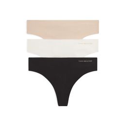 Tanga, Damen, Gr. M (38), 3 Stk., schwarz, Webqualit&auml;t, Obermaterial: 83% Baumwolle, 17% Elasthan, Tommy Hilfiger Underwear, unifarben, k&ouml;rpernah, Unterhosen Tanga, K&ouml;rpernahe Passform mit elastischem Bund