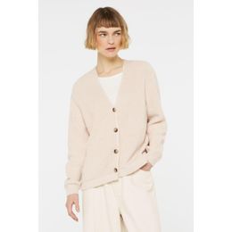Strickjacke SENSES.THE LABEL, Damen, Gr. L, raw cotton, Material: 100% Baumwolle, unifarben, relaxed fit normal, V-Ausschnitt, eingesetzt Rippb&uuml;ndchen, Strickjacken Strickjacke, aus Baumwolle