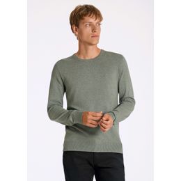 Strickpullover LINDBERGH, Herren, Gr. XXL, jade gr&uuml;n, Strick, Obermaterial: 80% Viskose, 20% Polyamid, bestickt, unifarben, slim fit h&uuml;ftbedeckend, Rundhals, B&uuml;ndchen, Pullover Strickpullover, mit Logo-Stickerei