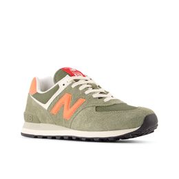 Sneaker New Balance "574", Damen, Gr. 36, gr&uuml;n (schwarz olivine, flare), Leder, Textil, mehrfarbig, Schuhe Sneaker