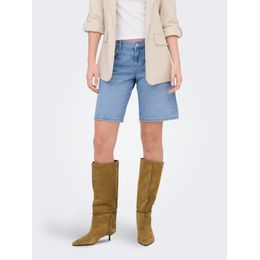 Jeansbermudas Only "ONLRHONA LW SHORTS DNM", Damen, Gr. XS, N-Gr, light blau denim, Denim/Jeans, Obermaterial: 100% Baumwolle, unifarben, kniefrei, Jeans