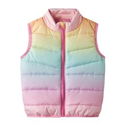 Steppweste name it "NMFMYLANE VEST AOP3", M&auml;dchen, Gr. 110, fuchsia pink, Steppware, Obermaterial: 100% Polyester, bedruckt, regular fit normal, hoch geschlossener Ausschnitt, Westen Steppweste