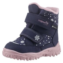 Winterboots Superfit "HUSKY1 WMS: mittel", M&auml;dchen, Gr. 24, blau (dunkelblau, rosa schneeflocken), Textil, Schuhe Winterboots, Snowboots mit wasserdichtem GORE TEX, Gr&ouml;&szlig;enschablone zum Download