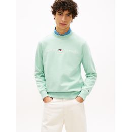 Sweatshirt Tommy Hilfiger "TOMMY LOGO", Herren, Gr. L, crushed mint, Sweatware, Obermaterial: 70% Baumwolle, 30% Polyester, normal h&uuml;ftbedeckend, Rundhals, eingesetzt Rippb&uuml;ndchen, Sweatshirts Sweatshirt, unifarben, casual, regular fit, Baumwollmix, Rundhals