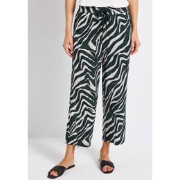 Stoffhose Street One "Style Emee", Damen, Gr. 38, L&auml;nge 26, gr&uuml;n (pine grove gr&uuml;n), Web, Obermaterial: 100% Viskose, bedruckt, 7/8-L&auml;nge, Hosen Stoffhose, Sommerhose mit elastischem Bund und Tunnelzug, mit grafischem Muster