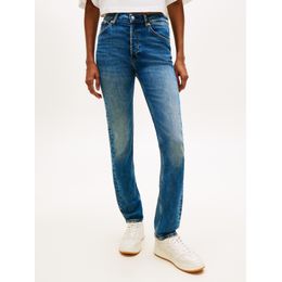 Skinny-fit-Jeans Tommy Jeans "MID RISE SLIM BJ2233", Damen, Gr. 34, L&auml;nge 32, denim medium, Denim/Jeans, Obermaterial: 51% Baumwolle, 28% Lyocell, 20% Polyester, 1% Elasthan, unifarben, slim fit, Jeans