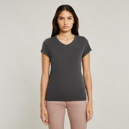 G-Star Raw V-Shirt G-STAR "Eyben", Damen, Gr. M, schwarz (dk schwarz gd), Jersey, Obermaterial: 100% Baumwolle, unifarben, slim fit normal, V-Ausschnitt, Shirts, mit Label