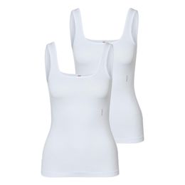 Tanktop HUGO UNDERWEAR "TWIN VEST", Damen, Gr. L (40), wei&szlig; (wei&szlig; 100), Jersey, Obermaterial: 95% Baumwolle, 5% Elasthan, regular fit, tiefer Rundhals, Tops Tanktop, mit vertikalem Logoprint