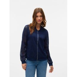 V&eacute;ro Moda VERO MODA Damen Bomberjacke "VMHONEY LACE BOMBER JACKET WVN GA"navy blazer pattern:original lace, Gr. M, unifarben, Web, Obermaterial: 75% Baumwolle,