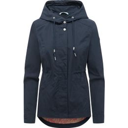 Parka Ragwear "Dankira", Damen, Gr. L (40), navy, Obermaterial: 68% Baumwolle, 32% Nylon; Innenfutter: 100% Polyester, figurumspielend h&uuml;ftbedeckend, hoch geschlossener Ausschnitt, &Auml;rmel mit &Auml;rmelschlitz abgesteppte Kante mit Druckknopf,verstellbar, Jacken Parka, Leichte &Uuml;bergangsjacke mit verstellbarer Kapuze
