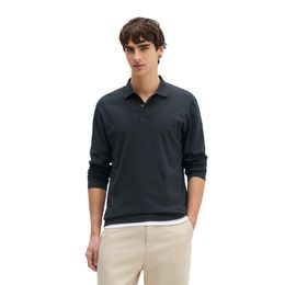 Marc O'Polo MARC O'POLO Herren Langarm-Poloshirt "aus Baumwoll-Leinen-Mix"schwarz navy, Gr. L, unifarben, Obermaterial: 80% Baumwolle, 20% Leinen, Shirts