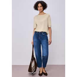 Street One Damen Rundhalspulloversmoke beige meliert, Gr. 42, unifarben, Stoff, 60% Viskose, 40% Baumwolle, Pullover, Rundhalsausschnitt